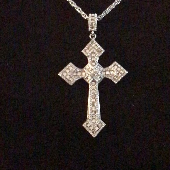 Jewelry | Blinged Out Crystal Cz Cross Pendant Necklace | Poshmark